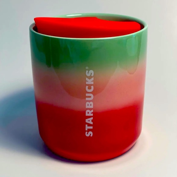 Starbucks | Dining | Starbucks Double Wall Red Green Ombre Ceramic Cup ...